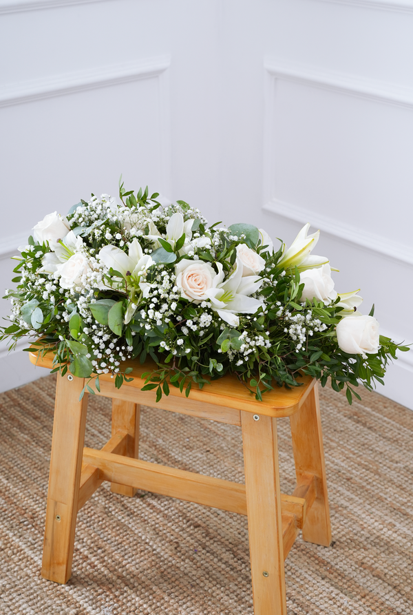 White Roses and White Lily Spray | Funeral Flowers - FlowersDirect.ie